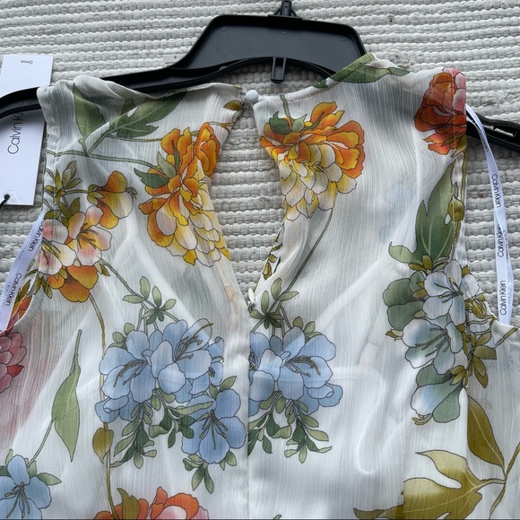 Calvin Klein | Dresses | Nwt Calvin Klein Dramatic Flounce Dress Floral ...